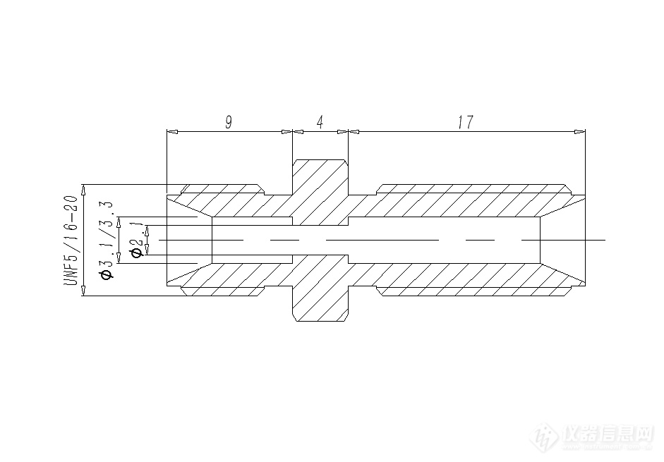 φ3.1/3.3 UNF5/16-20 不锈钢外丝过壁两通 _参数_价格-仪器信息网