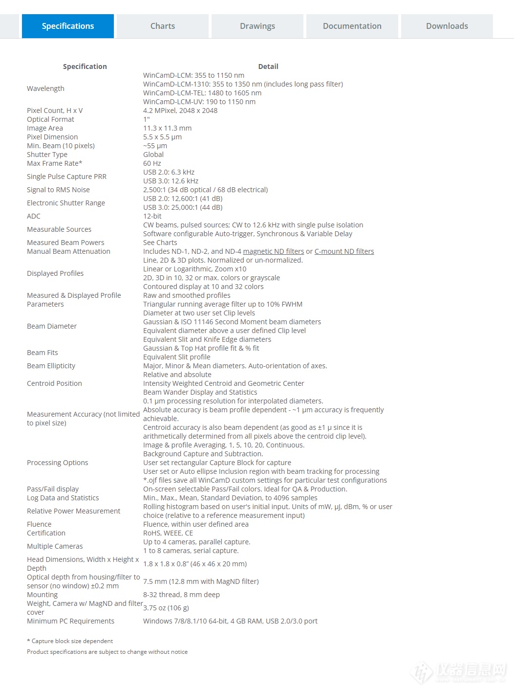 DATARAY光束轮廓仪WinCamD-LCM – 1 CMOS_参数_价格-仪器信息网