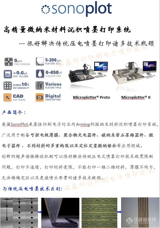 Sonoplot纳米材料沉积喷墨打印系统Microplotter II_价格-溢鑫科创科技集团