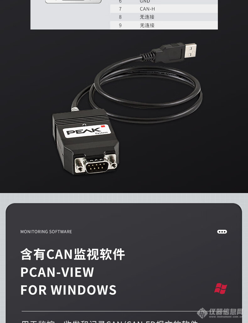 虹科PEAK PCAN-USB FD 单路CAN/ FD转USB接口 IPEH-004022_报价 - 广州虹科电子科技有限公司