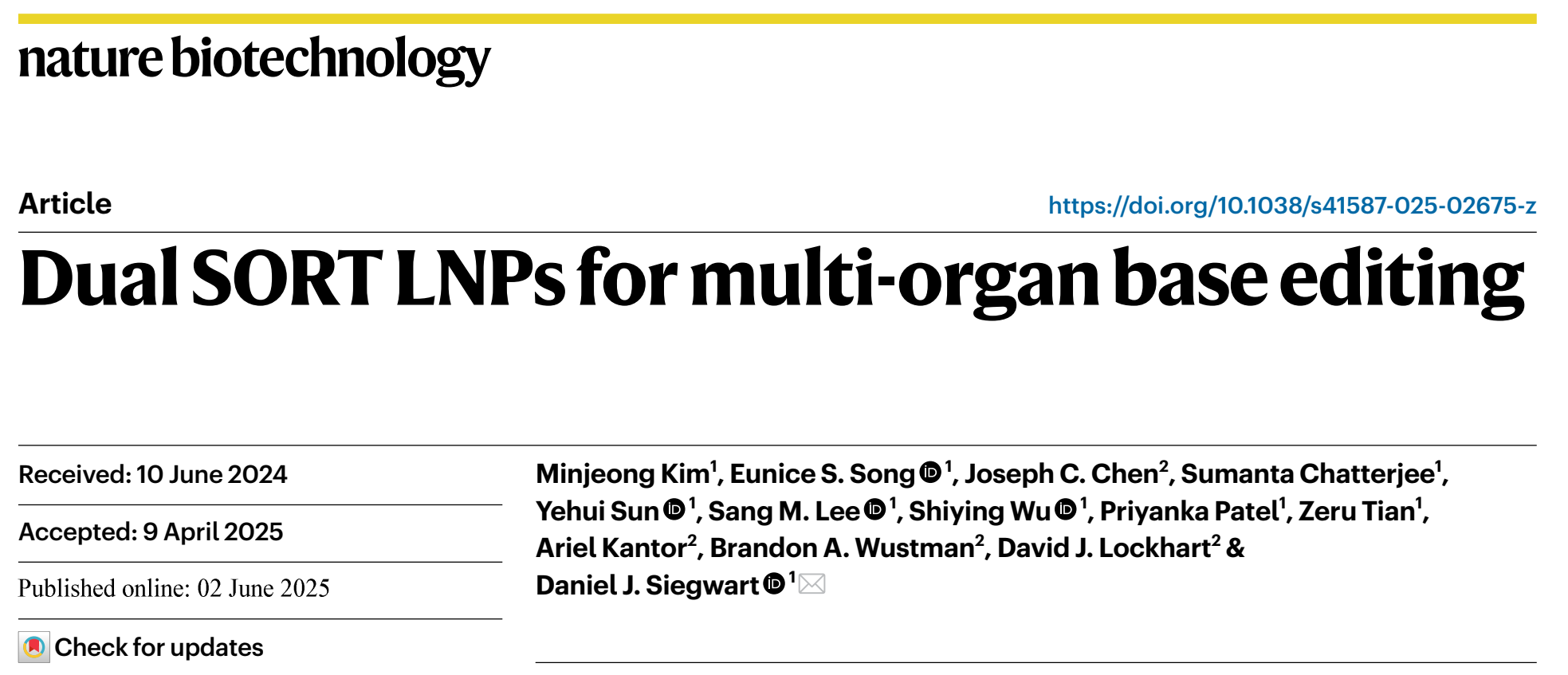 SORT LNP发明人Nature Biotechnology最新研究-多器官靶向SORT LNP治_资讯中心_仪器信息网