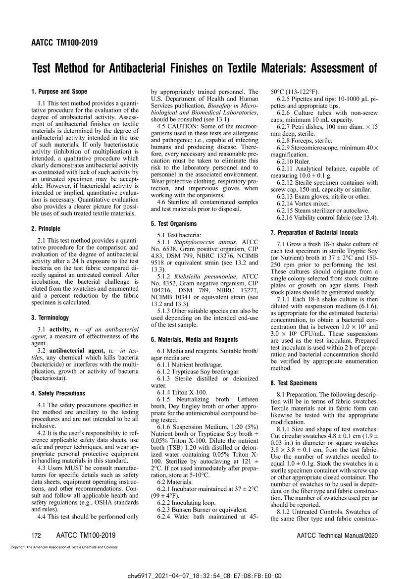 AATCC TM100-2019.pdf_免费下载_用户标准_资料中心_仪器信息网