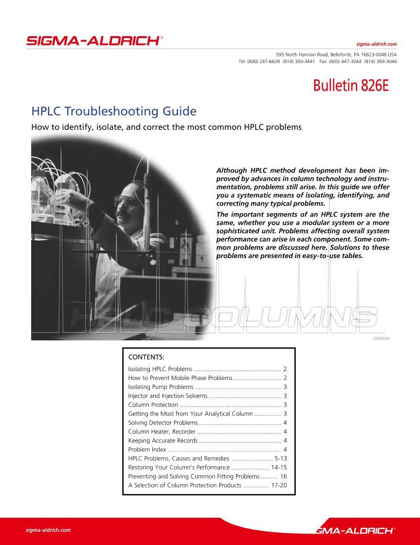 HPLC Troubleshooting Guide-Bulletin 826E（sigma-aldrich）_免费下载_操作维修手册_资料 ...